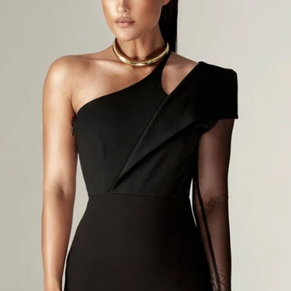 Aliava | Dresses | Aliava Abigail One Sleeve Maxi Dress Black Worn Once ...